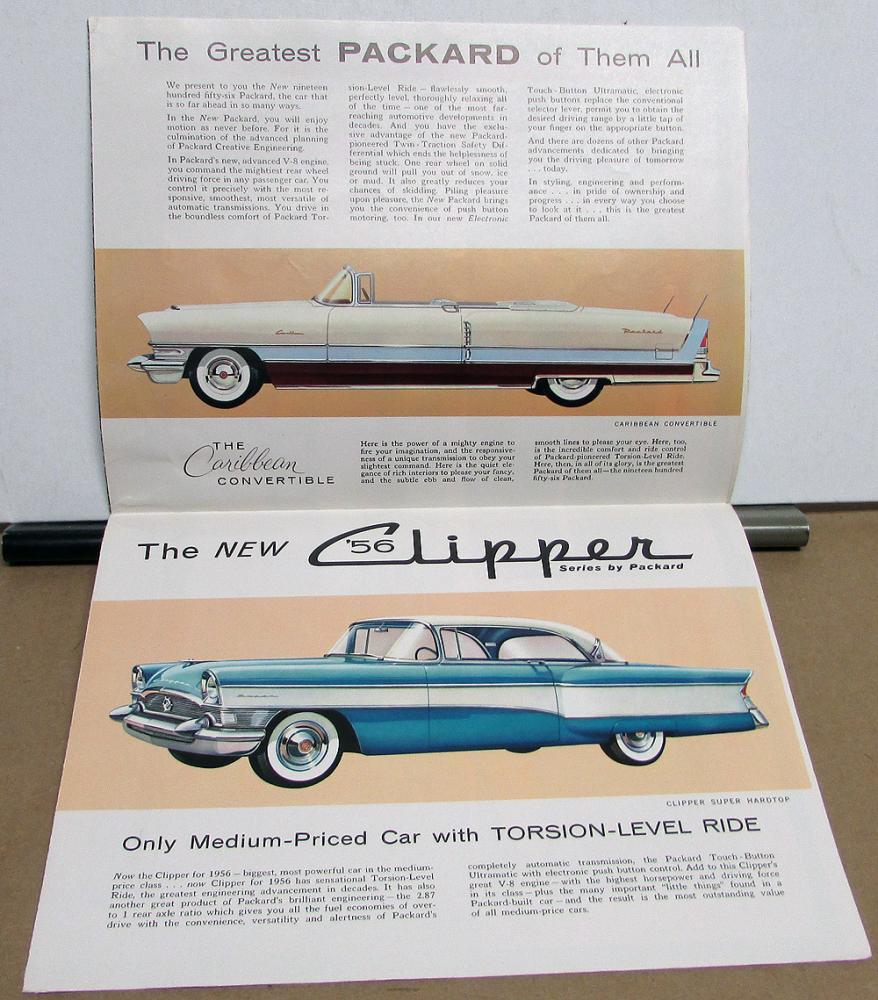 1956 Packard Clipper Torsion Level Ride Sales Brochure Folder NO PRINT DATE
