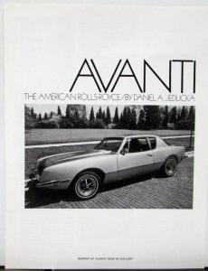 1970s Avanti II American Rolls-Royce by Daniel Jedlicka Aug Issue of ...