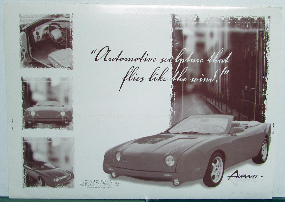 2001 Avanti Press Kit Convertible T Top Coupe Press Release Data Sheets ...