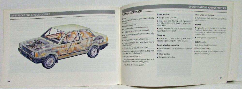 1987 Volkswagen VW Fox Owners Manual
