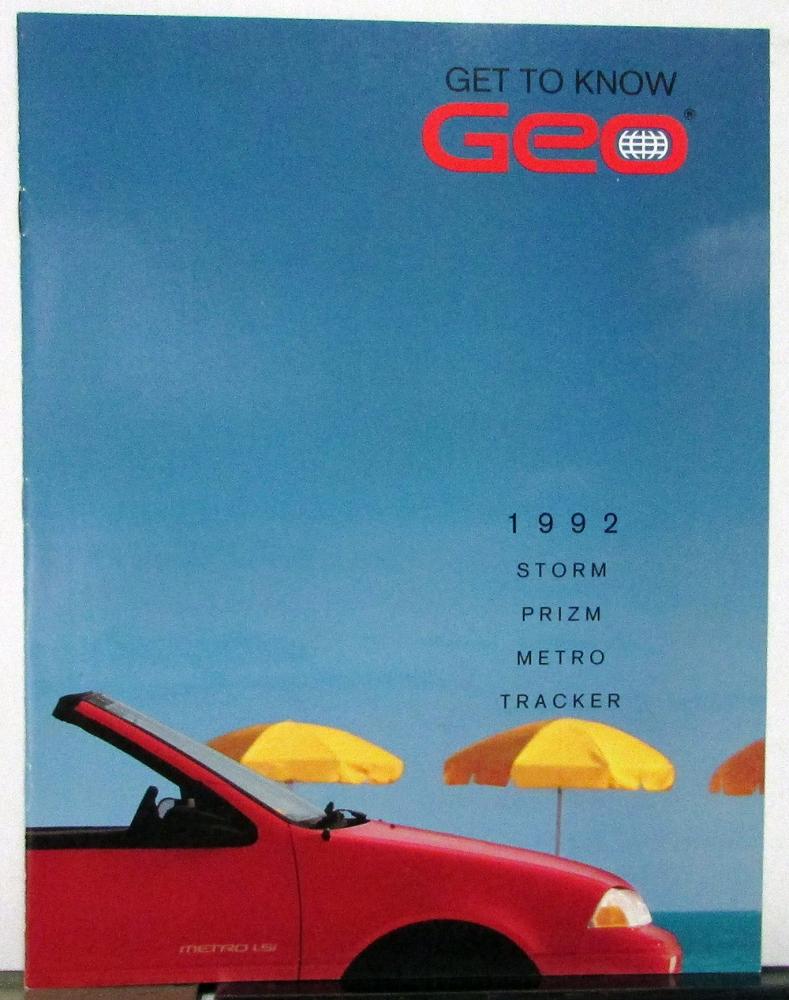 1992 GEO Storm Prizm Metro Tracker Color Sales Brochure Original