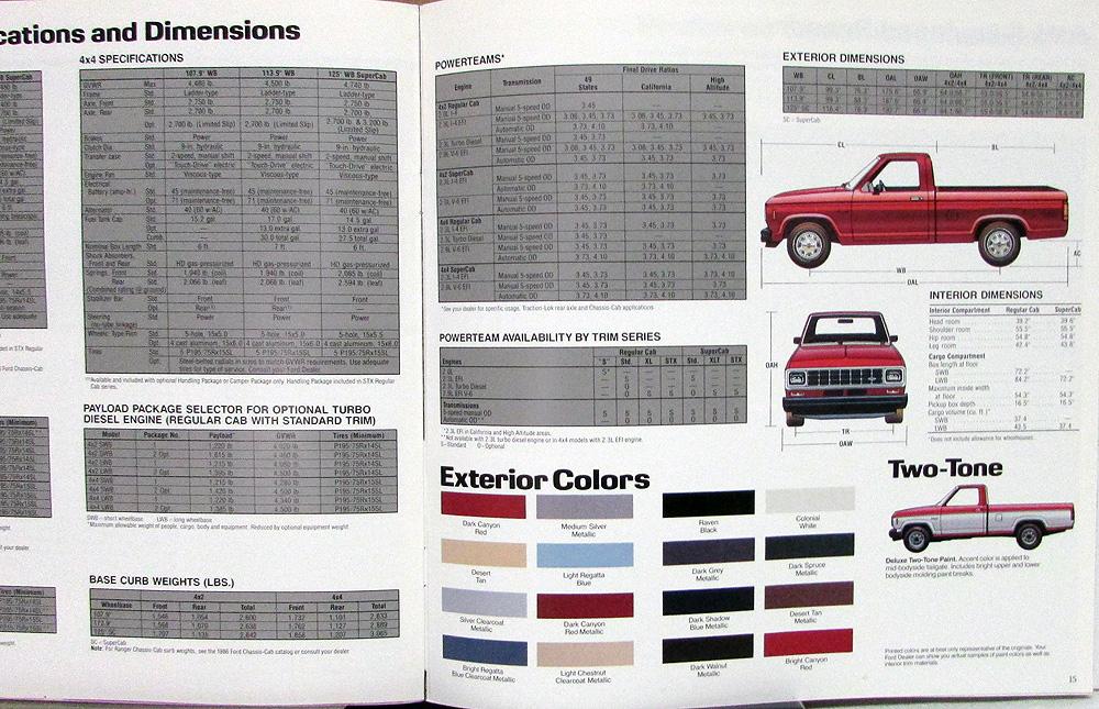 1986 Ford Ranger Pickup Truck Color Sales Brochure Oversized Original