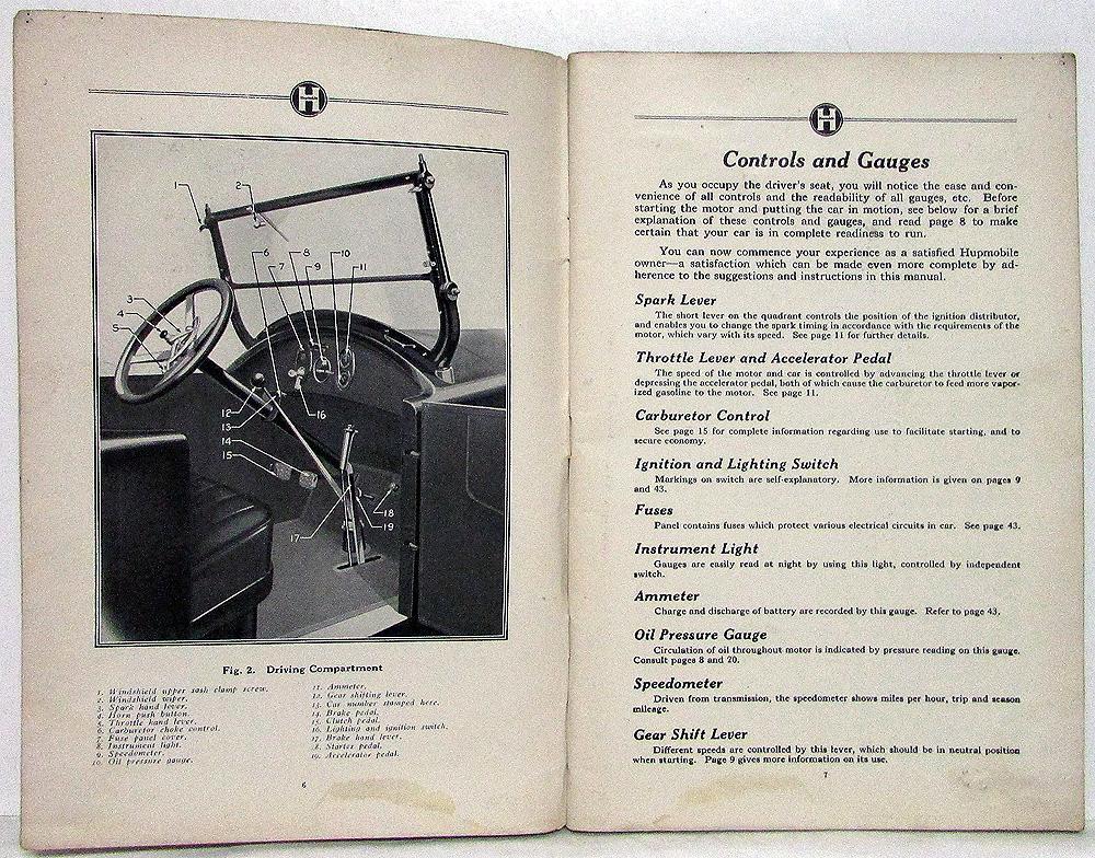 1924 1925 Hupmobile 4 Cyl Series R 5th Edition Instruction Owners ...