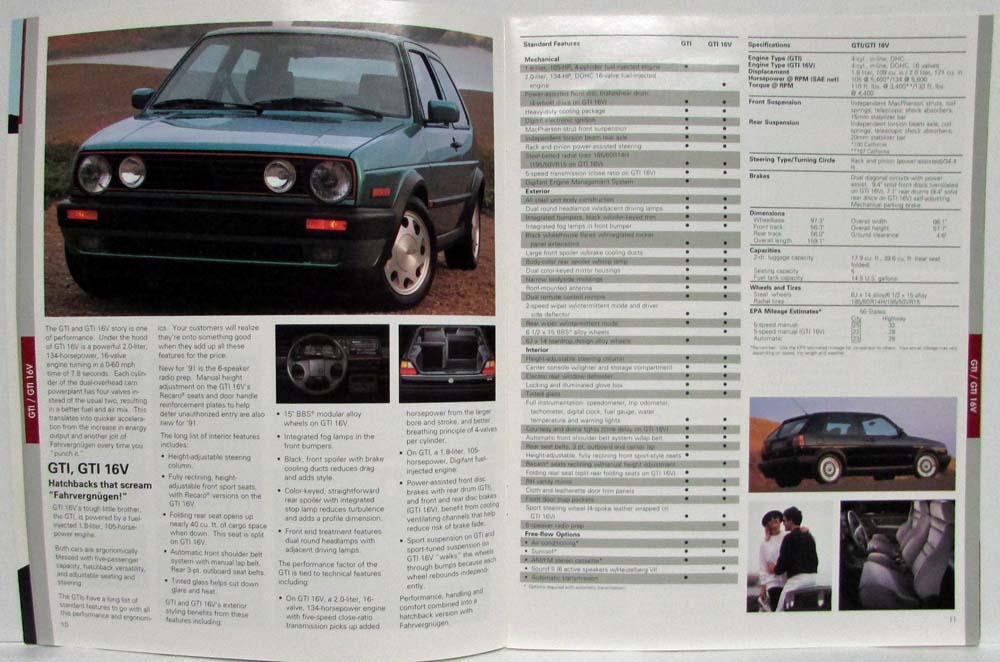 1991 Volkswagen VW Sales Training Information Product Guide