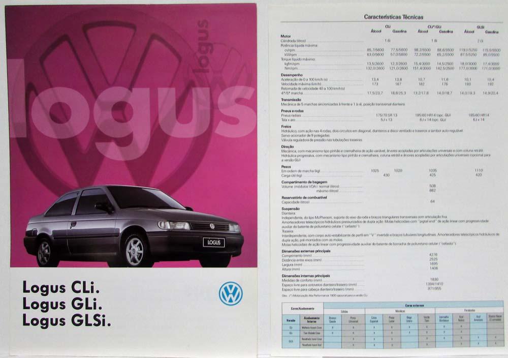 1995 Volkswagen VW Logus CLi GLi GLSi Sales Brochure & Specs ...