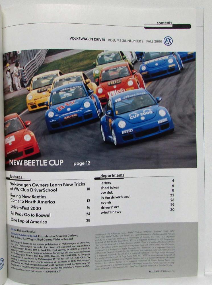 2000 Volkswagen VW DriverGear and Driver Publication in One - Fall
