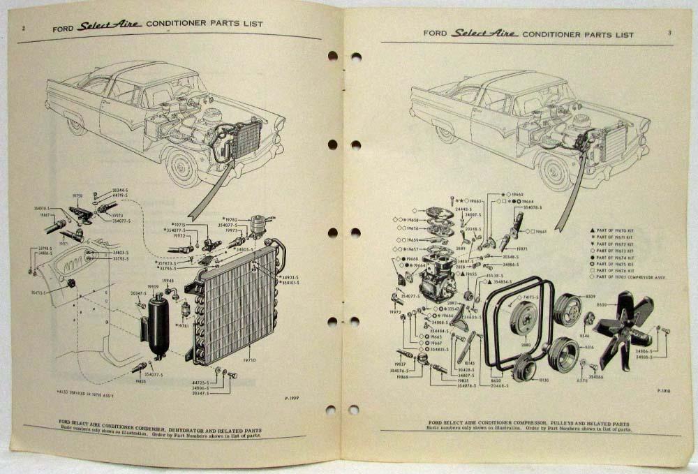 1955 Ford SelectAire Air Conditioner Parts List Supplement - A/C