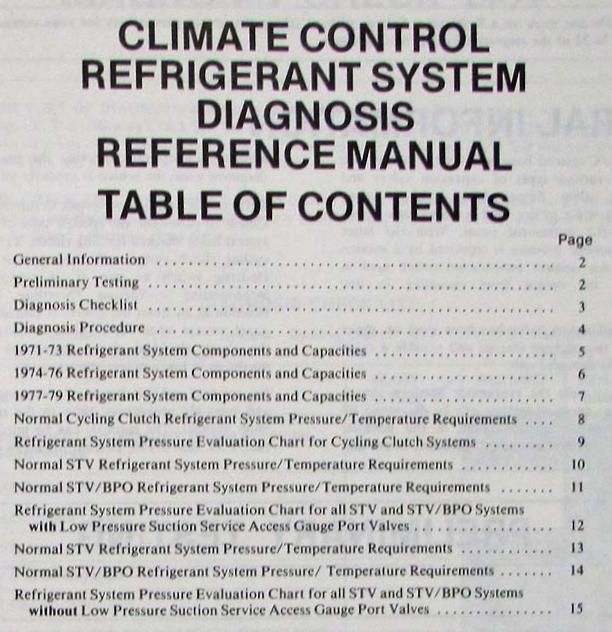 1971-1979 Ford Climate Control Refrigerant Systems Diagnosis Reference ...