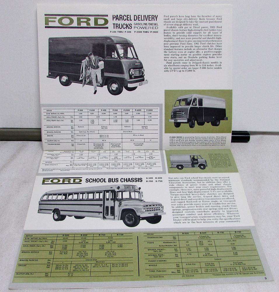 1965 Ford Truck Full Line Pickup Econoline Ranchero F Series Brochure ...