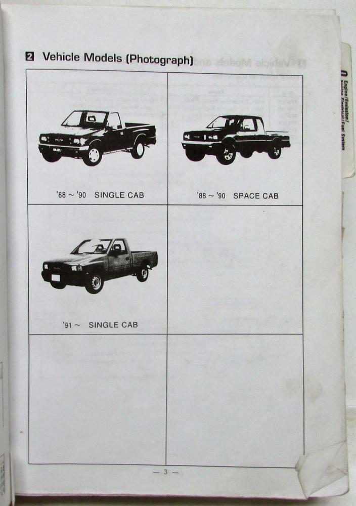 1988-1995 Isuzu Pickup Parts Catalog Book - July 1996