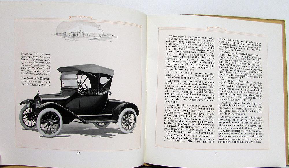 1915 Maxwell 25 Touring Town Roadster Cabriolet Sales Brochure Catalog ...
