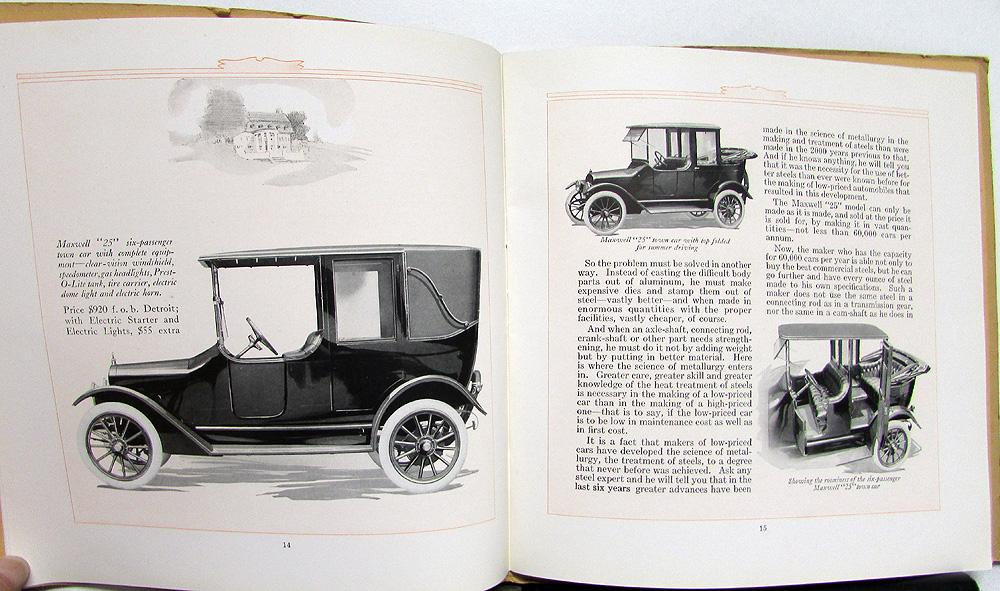 1915 Maxwell 25 Touring Town Roadster Cabriolet Sales Brochure Catalog ...
