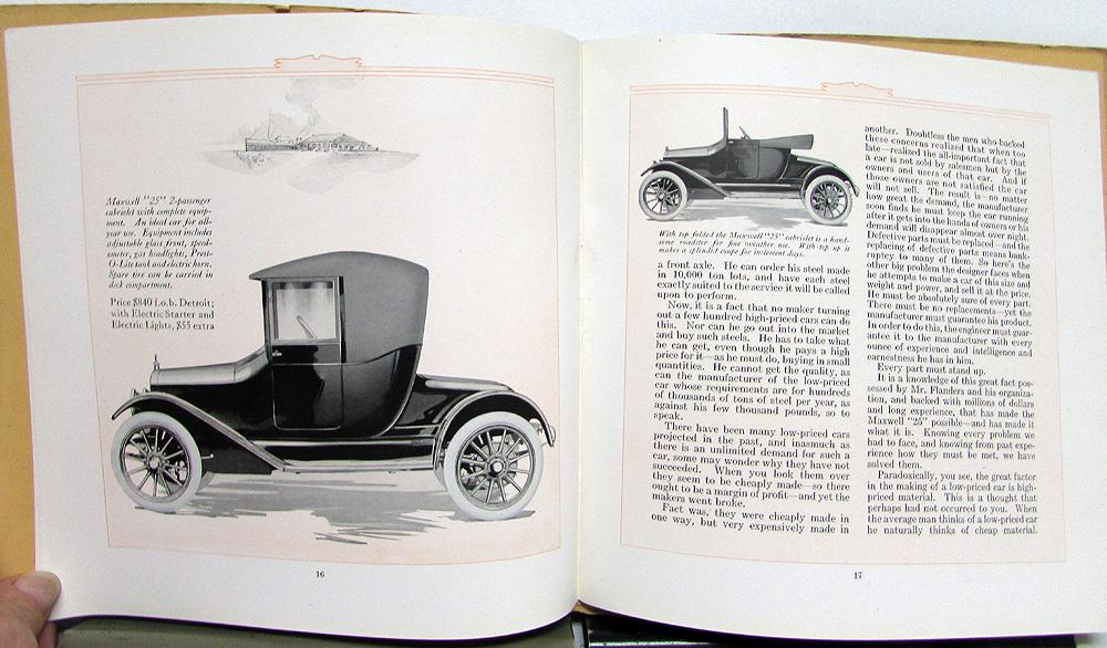 1915 Maxwell 25 Touring Town Roadster Cabriolet Sales Brochure Catalog ...