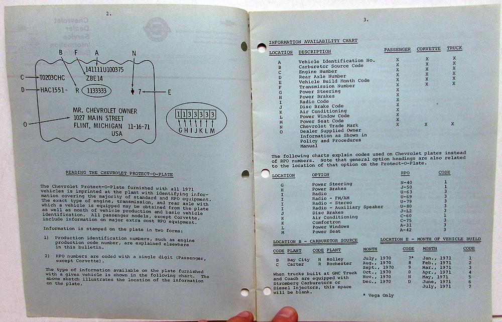 1971 Chevrolet Dealer Service Information Bulletin Camaro Corvette Truck
