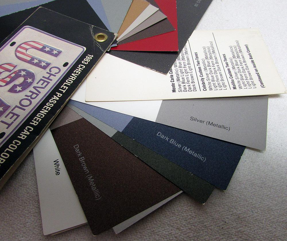 1983 Chevrolet Dealer Passenger Car Colors Paint Chips Salesmen Pocket ...