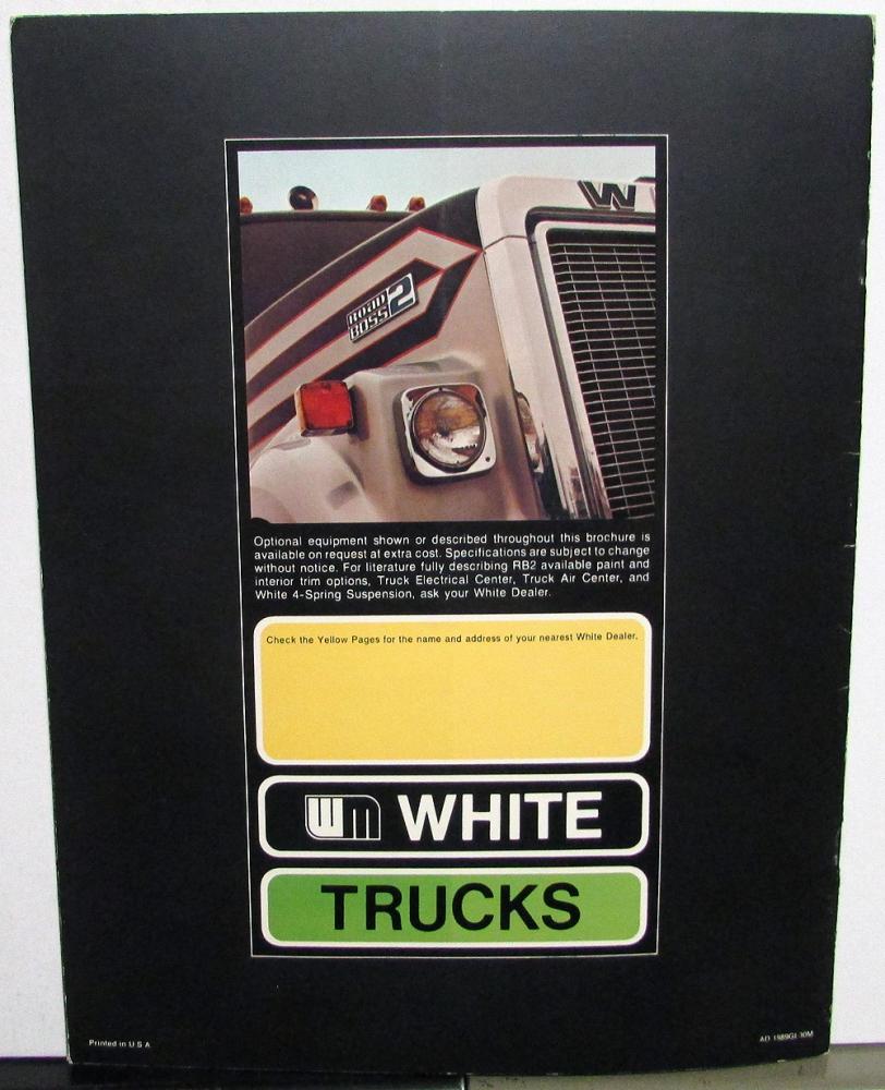 1980 White Road Boss 2 Truck Features Sales Brochure Original
