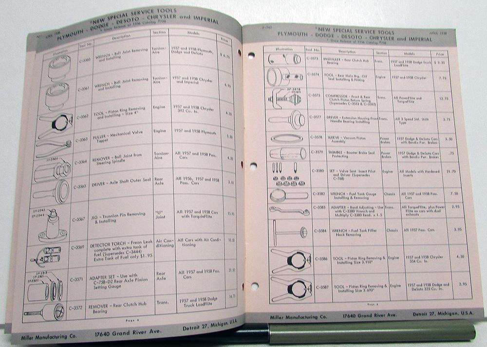 1958 Chrysler Imperial DeSoto Dodge Plymouth Dealer Miller Special ...