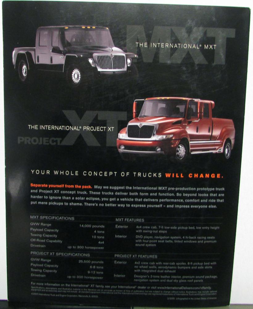 2005 International Trucks IHC XT Family Sales Folder Brochure Original