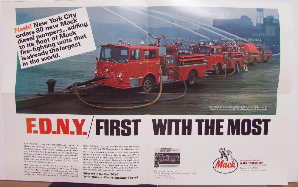 1968 1969 Mack Trucks Fire Fighting Units Sales Brochure Mailer Poster ...