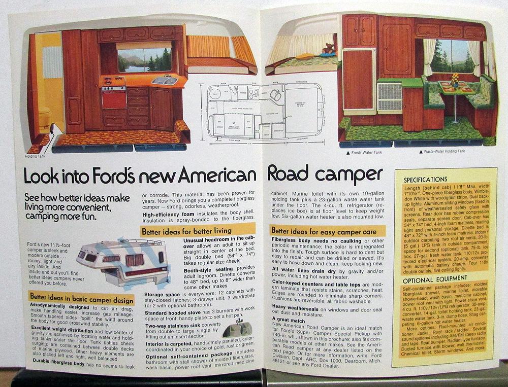 1975 Ford Truck Dealer American Road Camper Pickup Slide-In RV Brochure ...