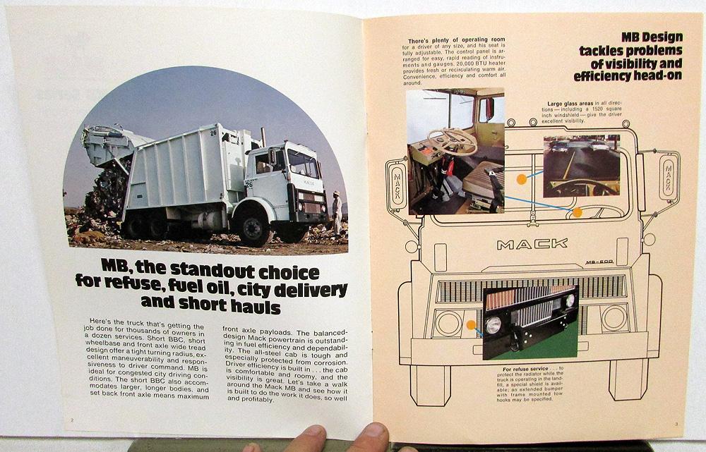 1976 Mack Trucks MB Series Engine Specifications Sales Brochure Original