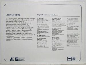 1982 Chevrolet Chevette Spec Sheet - Venezuelan Market