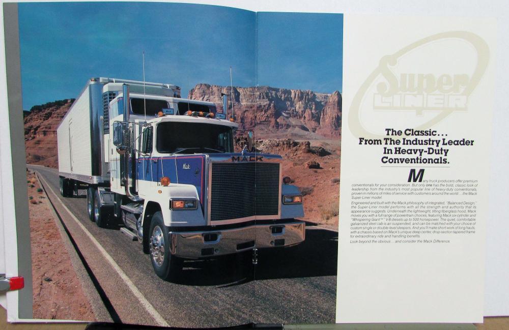 1989 Mack Trucks Super Liner Series Sales Brochure Original