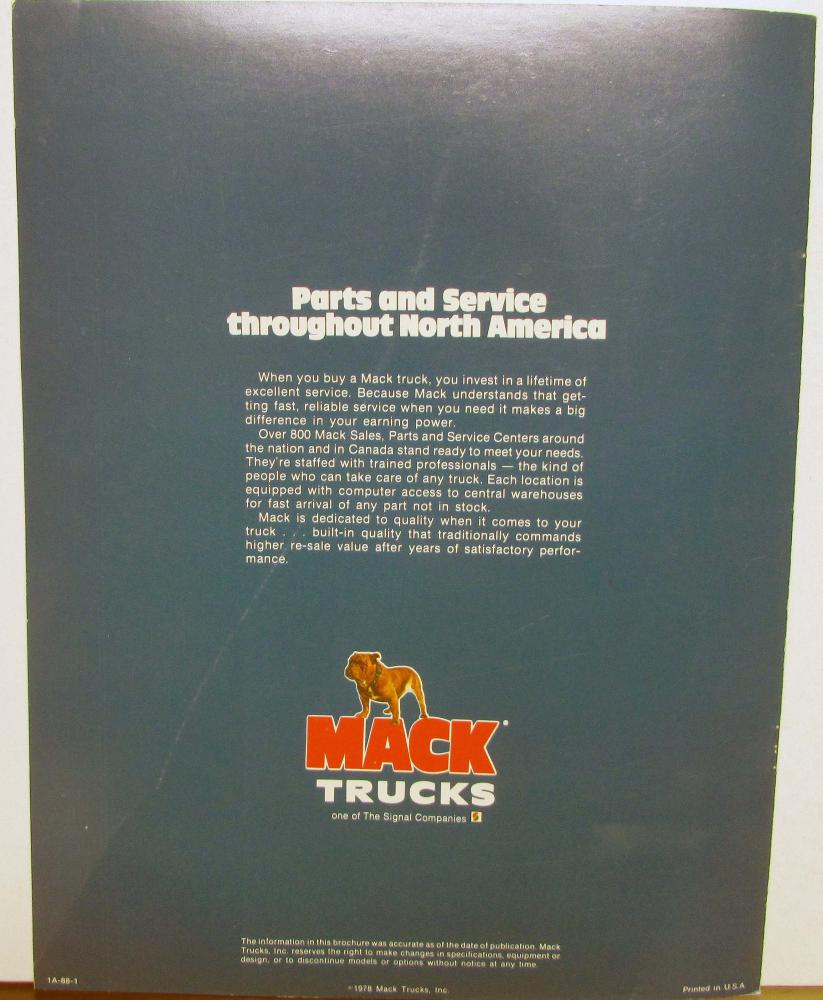 1978 Mack Trucks DM Series Sales Brochure Original