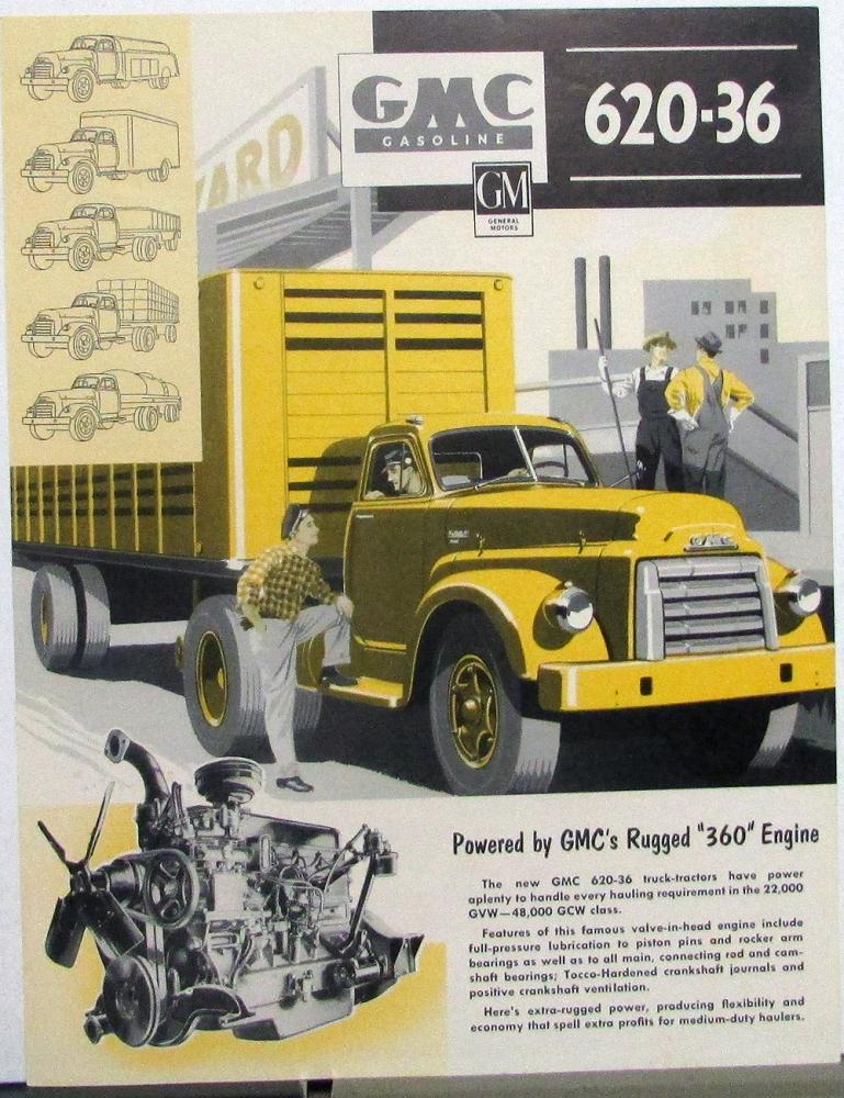 1952 GMC 620 36 Gasoline Truck 360 Engine Sales Brochure Data Sheet ...