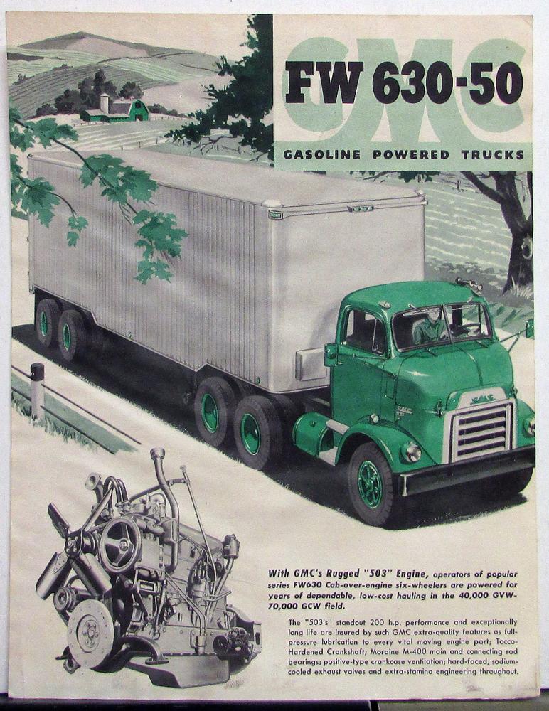 1954 1955 GMC FW 630 50 Truck 503 Engine Sales Brochure Data Sheet Original