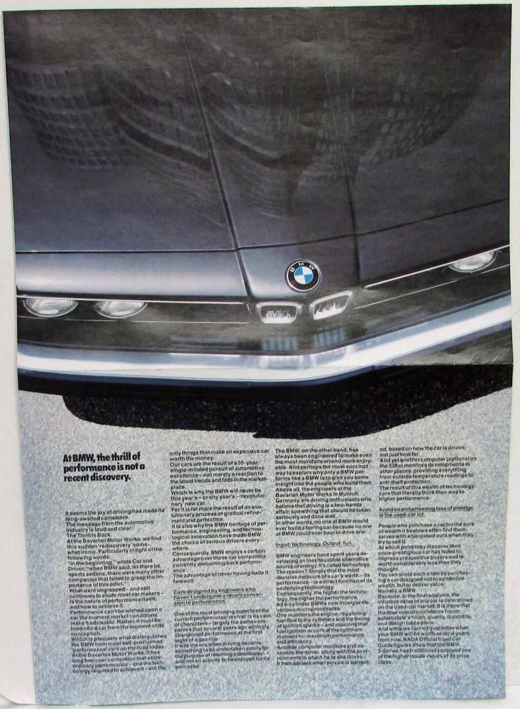 1984 BMW Sales Folder - 318i 325e 528e 533i 633CSi 733i