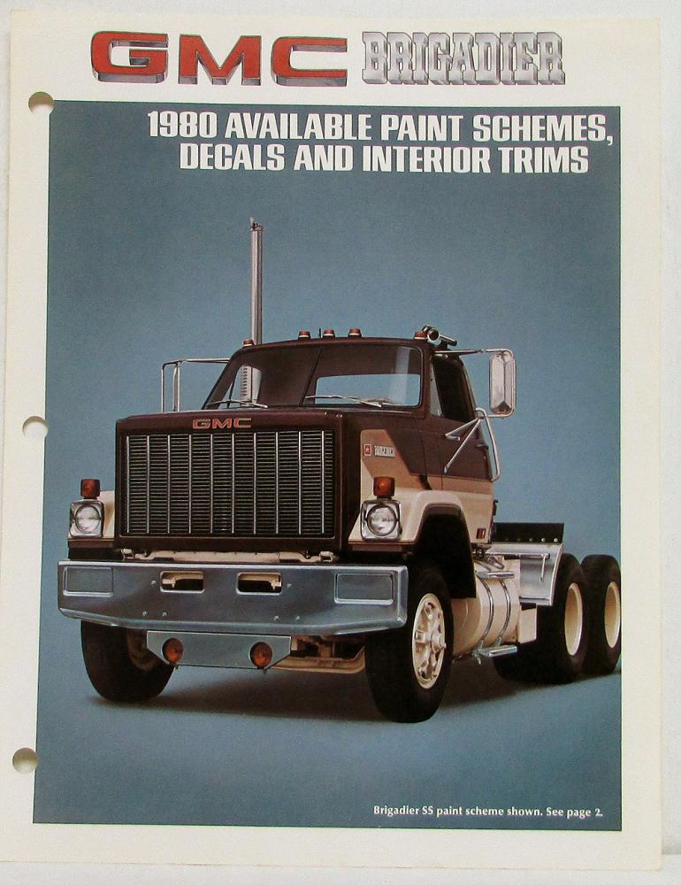 1980 GMC Brigadier Paint Schemes Decals Trims Data Sheet Original