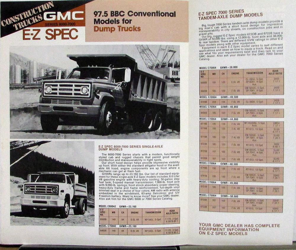 1980 GMC Series 6000 - 7000 Construction Truck Sale Brochure Data Sheet ...