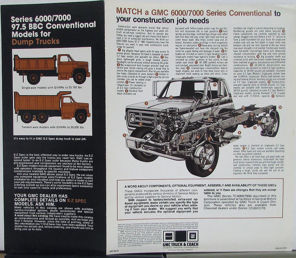 1980 GMC Series 6000 - 7000 Construction Truck Sale Brochure Data Sheet ...