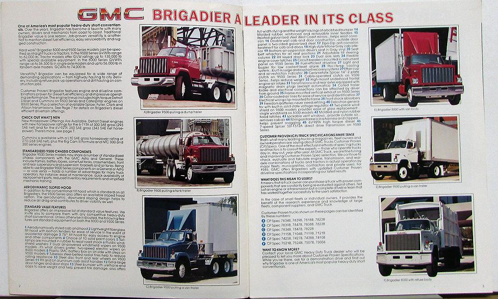 1985 GMC Brigadier Series 8000 9000 Heavy Duty Truck Sales Brochure ...