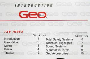 1995 Geo Product Guide Reference Data Book