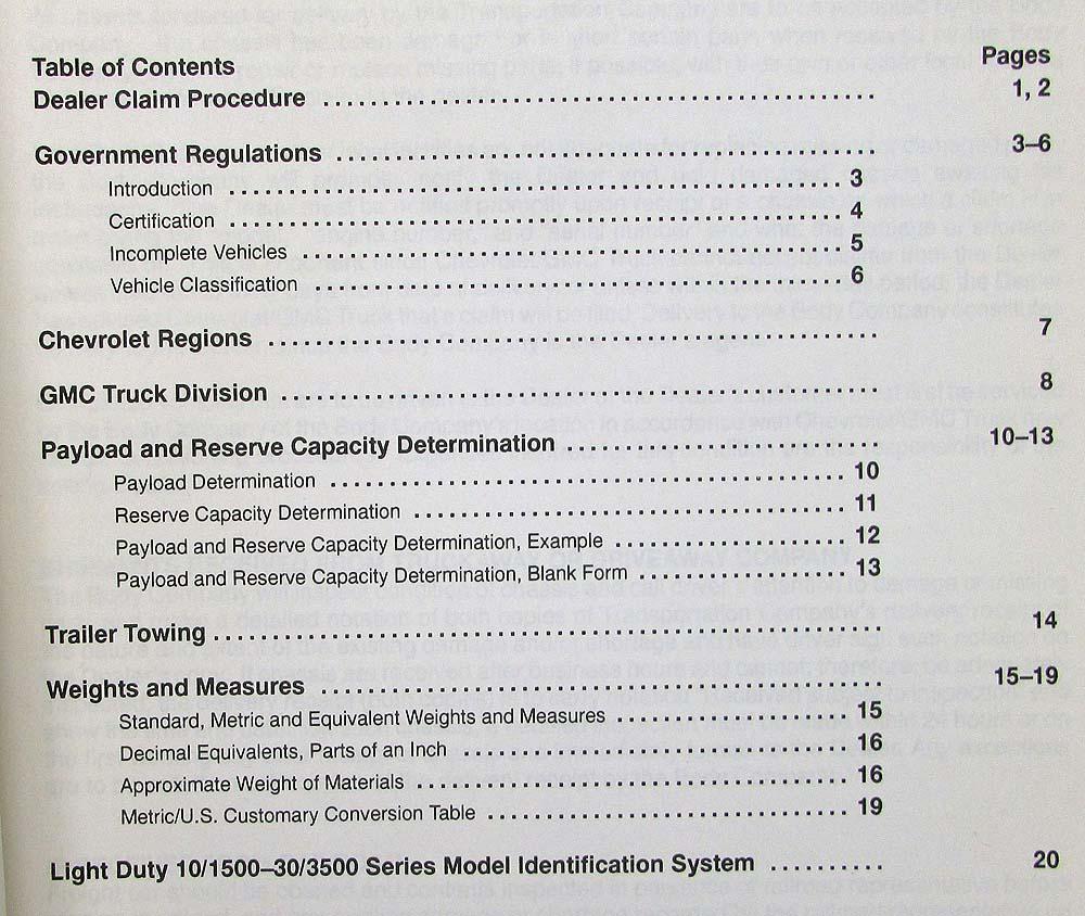 1996 GMC Chevrolet Truck Body Builder Book Lt Duty Series 10 20 30 1500 ...