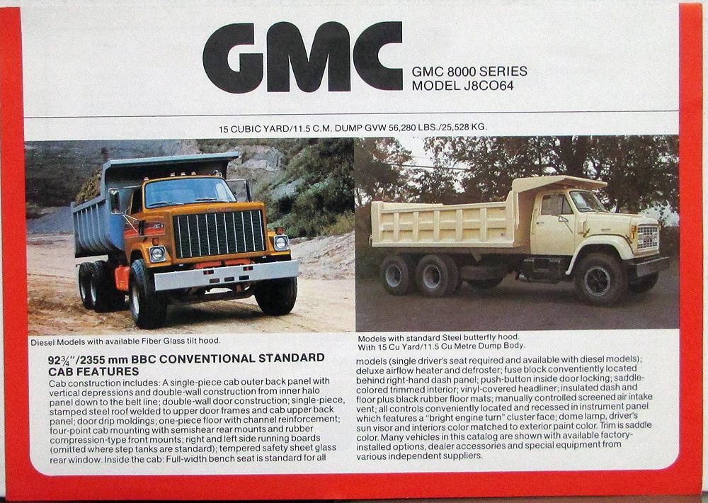 1978 GMC Model J8C064 8000 Series Truck Tech & Performance Data Sheet ...