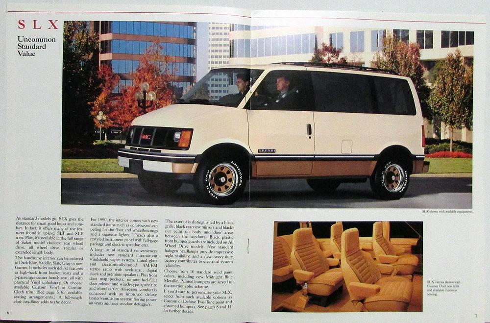 1990 GMC Safari Van SLX SLE SLT Truck Sales Brochure Original