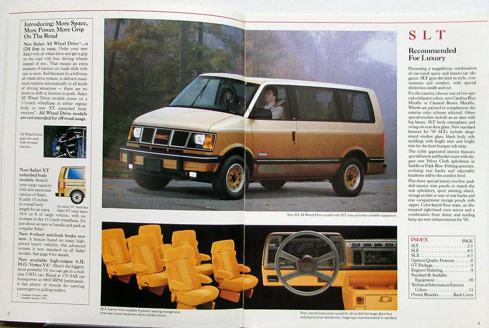 1990 GMC Safari Van SLX SLE SLT Truck Sales Brochure Original