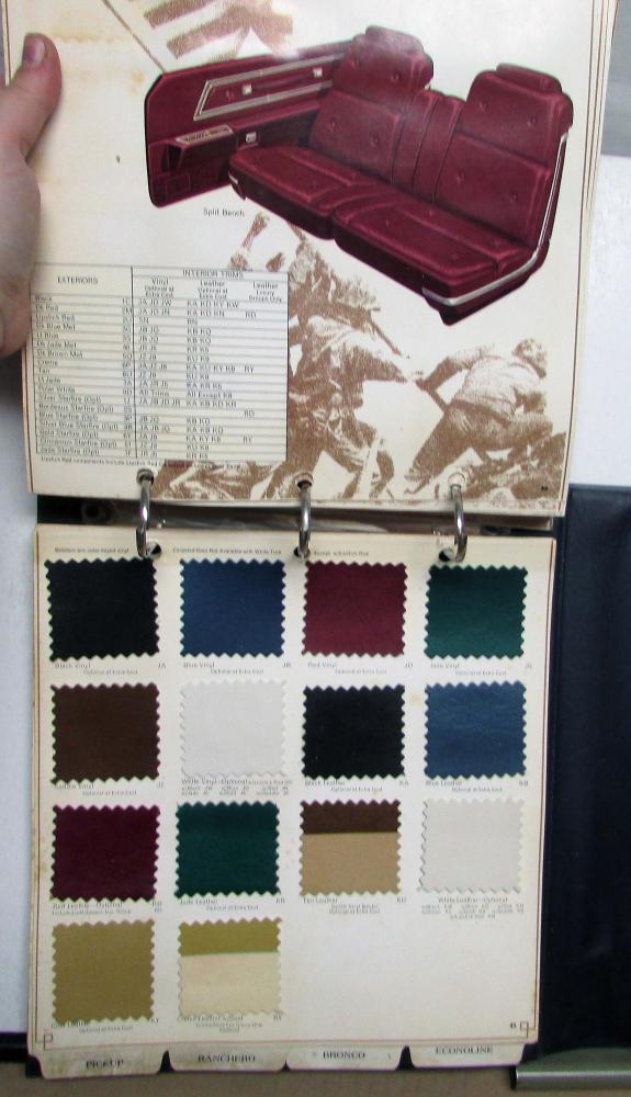 1976 Ford Color &Trim Dealers Album Paint Upholstery Pickup Thunderbird ...