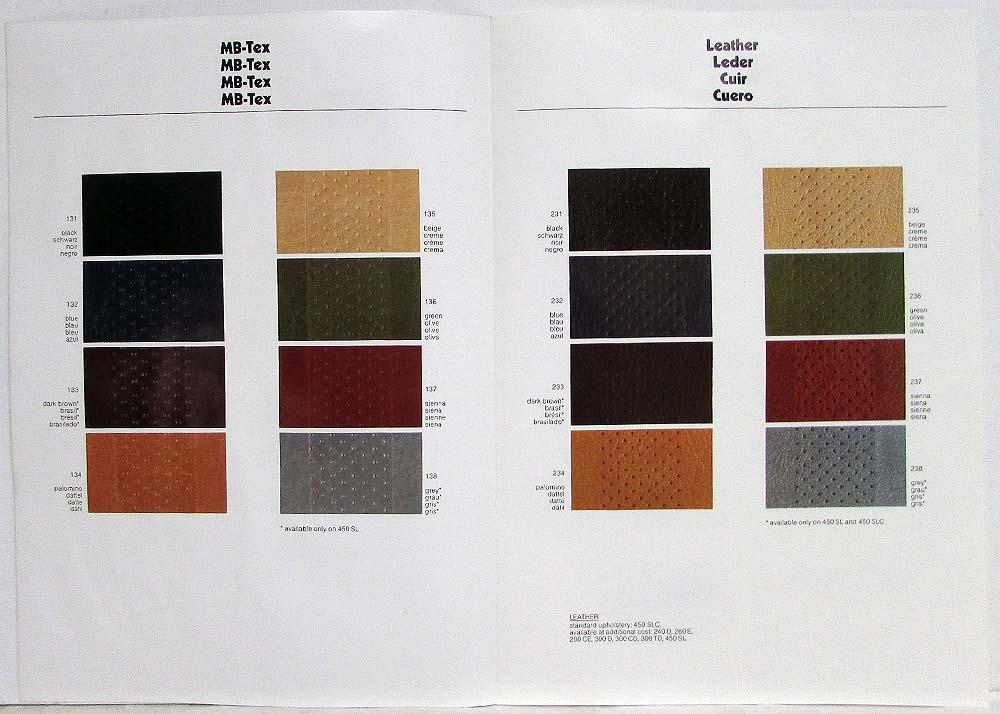 1979-1980 Mercedes-Benz MB-Tex Leather and Velour Upholsteries Sales Folder