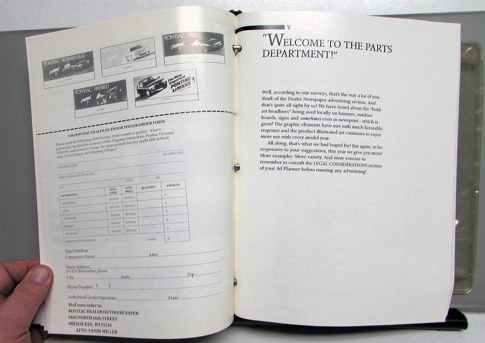 1988 Pontiac AD Planner Fiero LeMans Firebird 6000 Grand Am Sun Bird