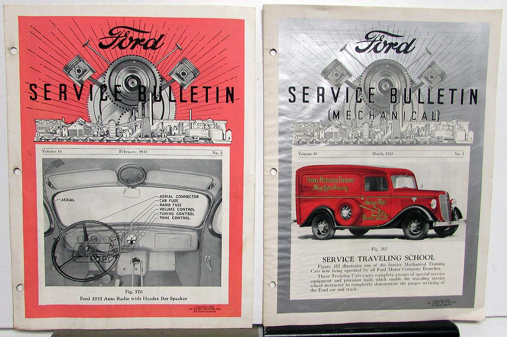 1935 Ford Service Bulletins Dealer Auto Radio Wrecker & Shop Paint Schemes