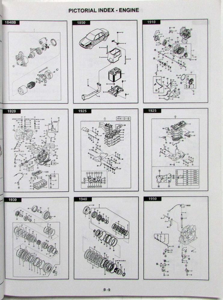2002 Kia Sephia Parts Book Catalog - Revised July - Model Year 1995.5-1997