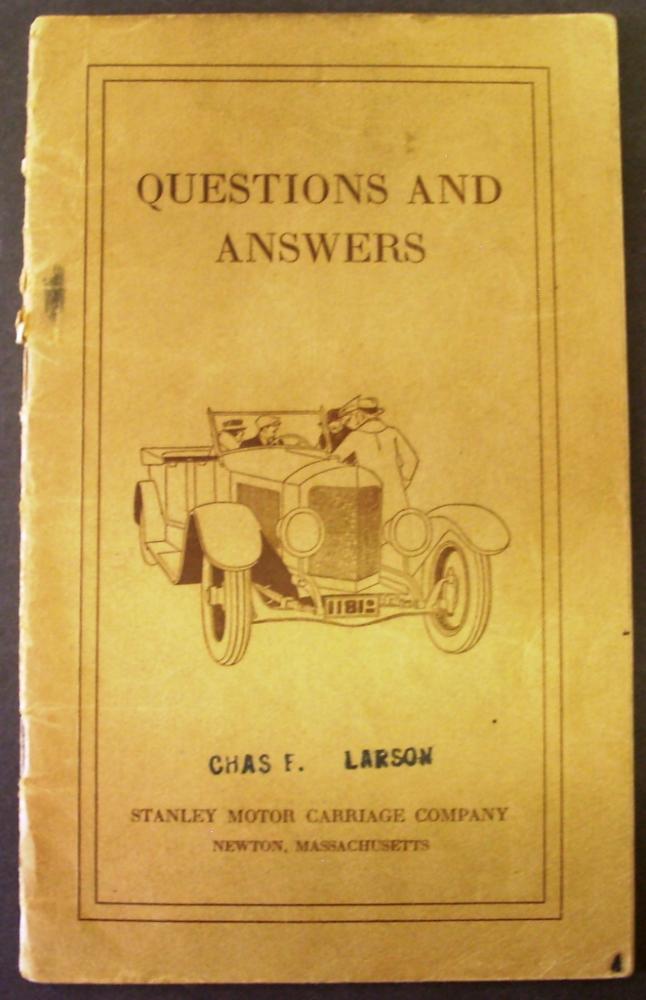 1919 Stanley Motor Carriage Company Questions Answers Brochure Steam ...