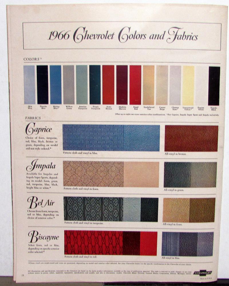 1966 Chevrolet Full Size Sales Brochure Caprice Impala Belair Biscayne ...