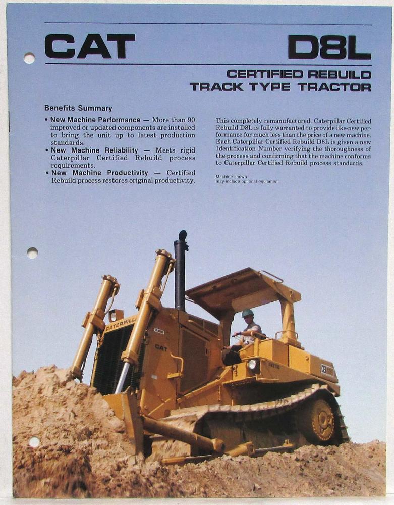 1987 Caterpillar D8l Certified Rebuild Track Type Tractor Sales Brochure