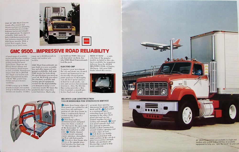 1977 1978 Gmc 9500 Short Conventional Truck Sales Brochure And Engine