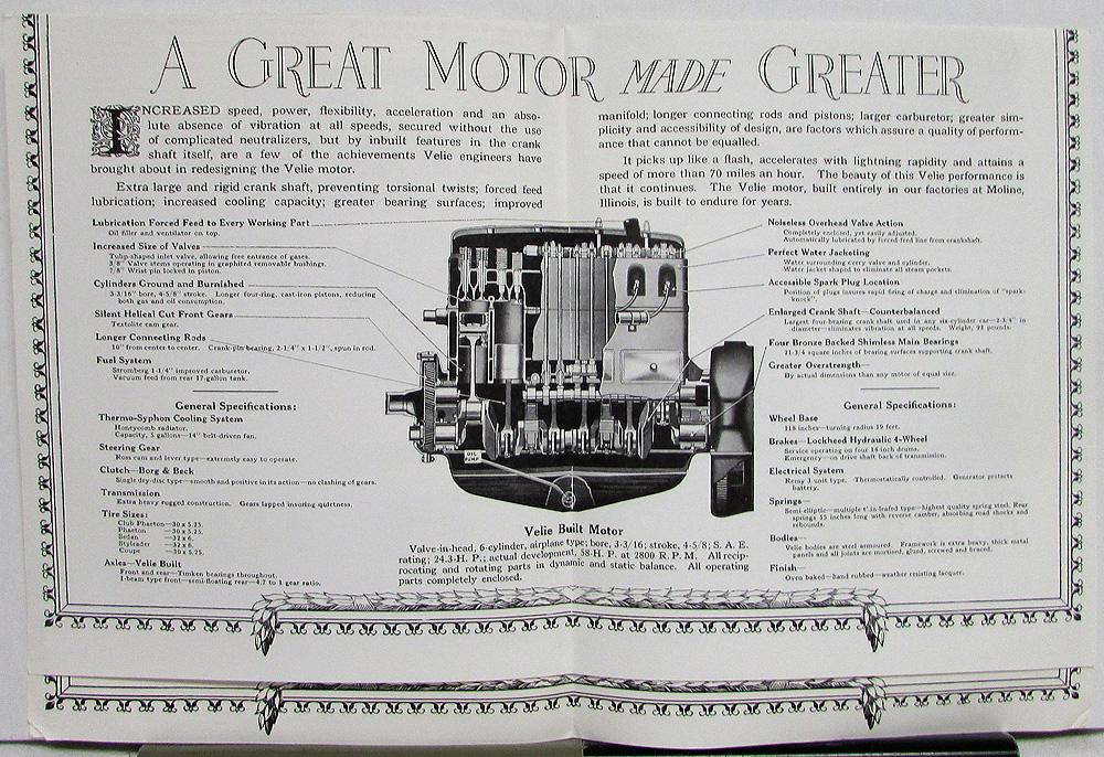 1926 ? Velie Sedans Coupe Phaetons Sales Folder Reproduction Form AEI 62
